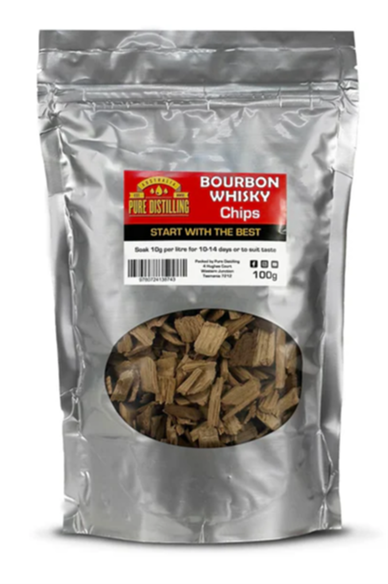 Pure Distilling Bourbon Whisky Chips 100g | Raymonds Warehouse