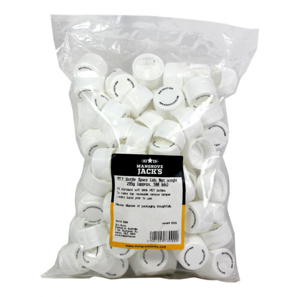 Mangrove Jack's PET Bottle Caps Screw Top 100pk | Raymonds Warehouse