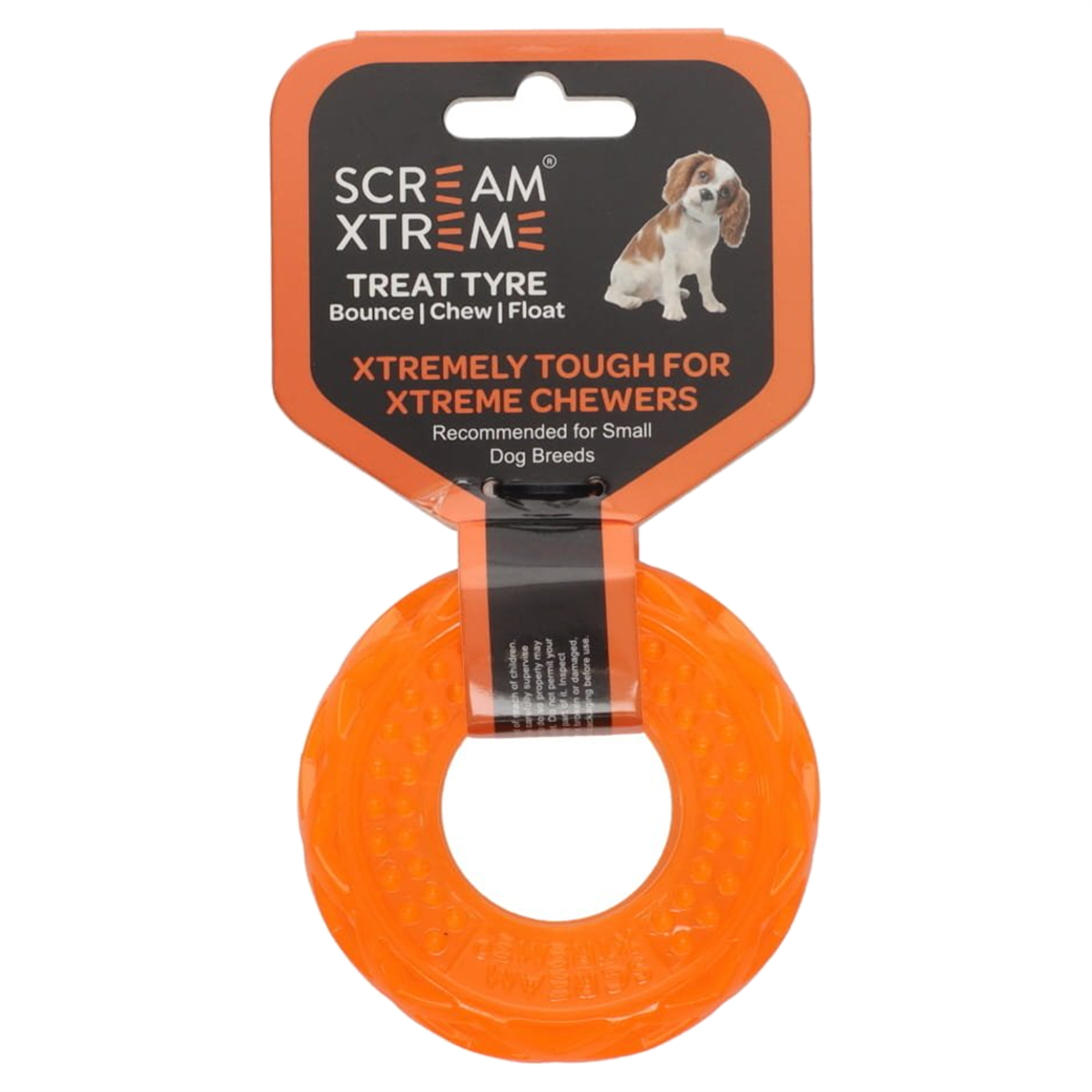 SCREAM Xtreme Treat Tyre Dog Toy Orange - Raymonds Warehouse