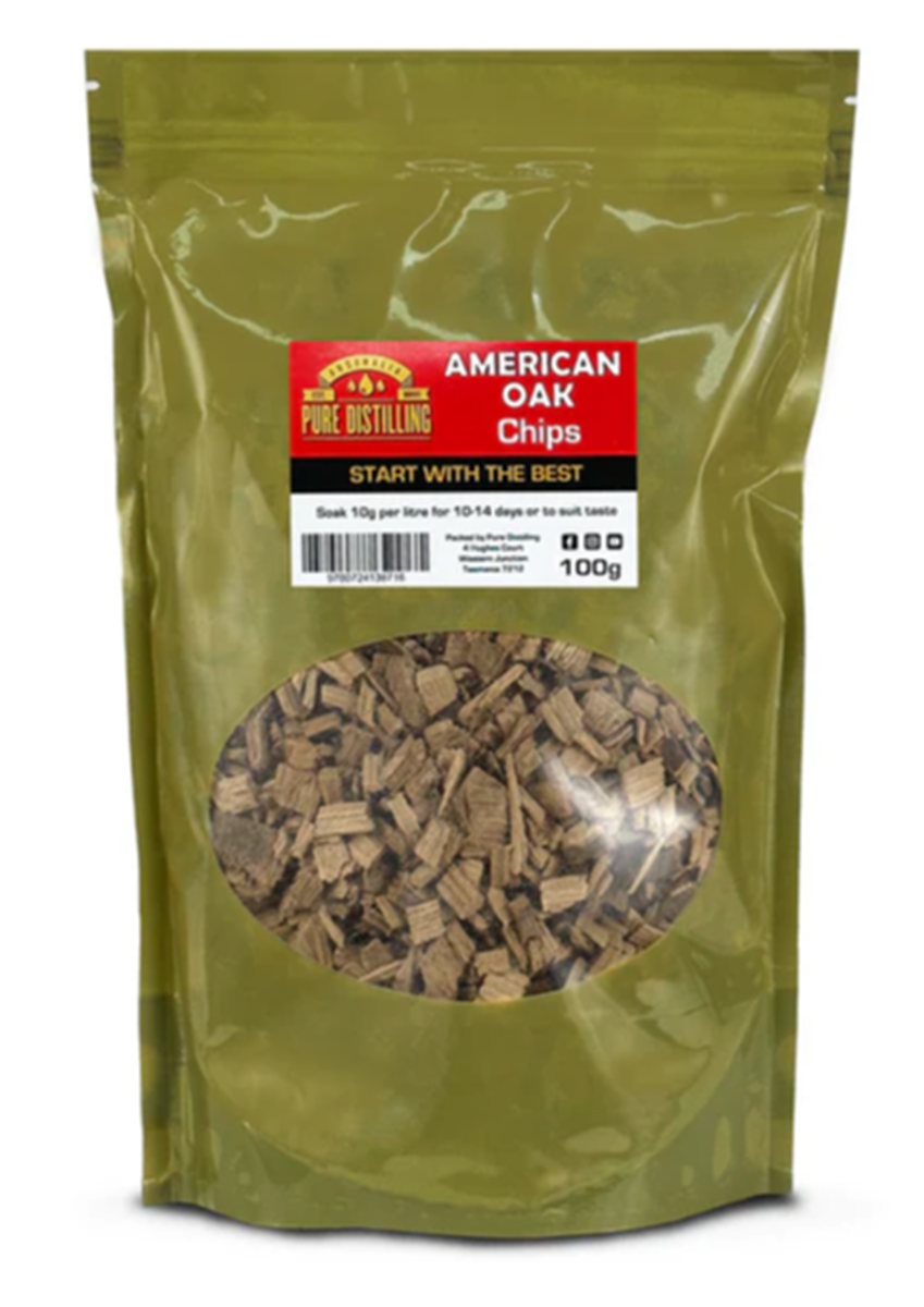 Pure Distilling American Oak Chips 100g | Raymonds Warehouse